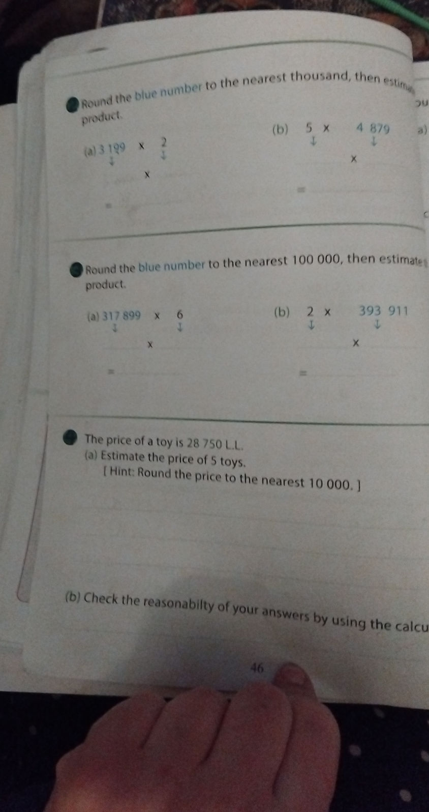 Round the blue number to the nearest | StudyX