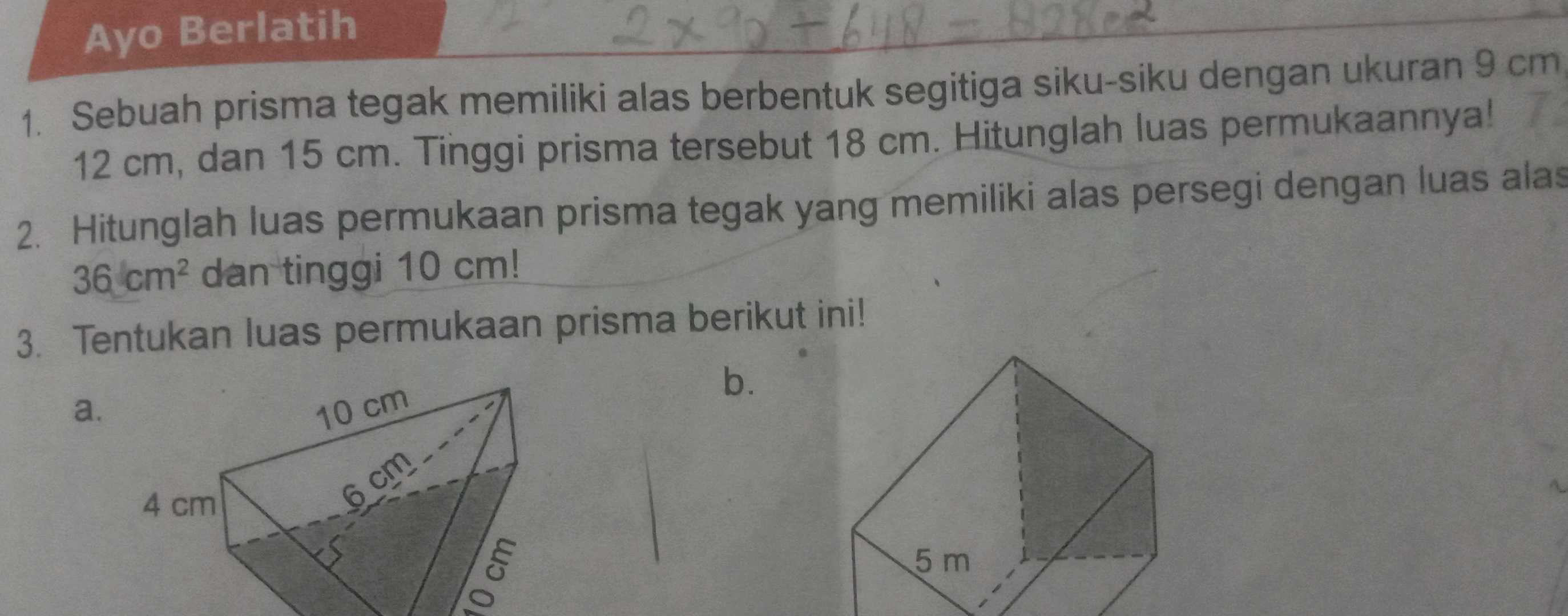1 Sebuah prisma tegak memiliki alas | StudyX