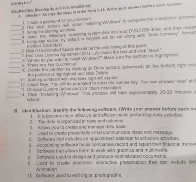 Activity No7 SEQUENCING (Booting Up and | StudyX