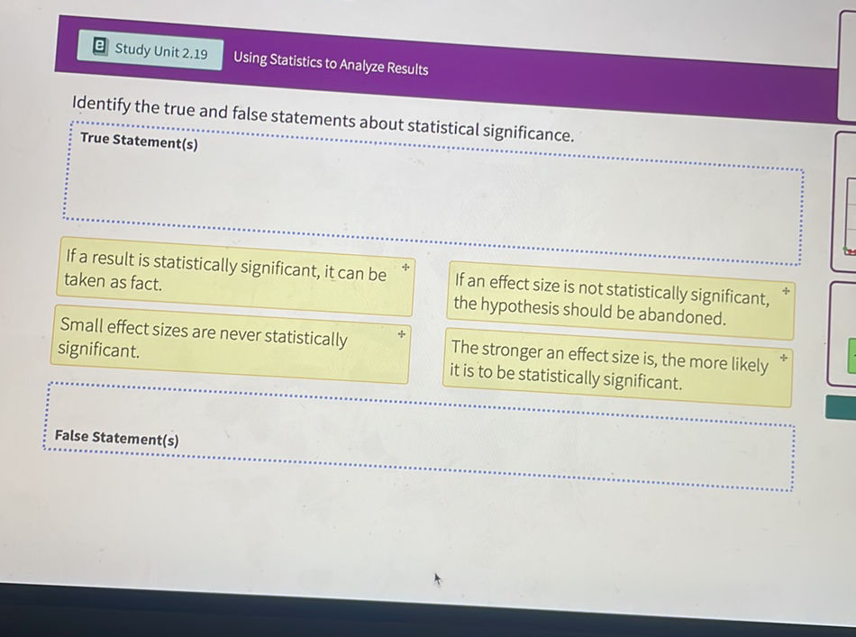 Identify the true and false statements about