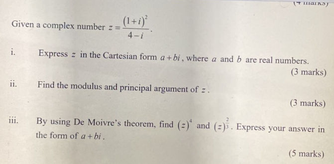 Given a complex number z = (1+i)24-i i | StudyX