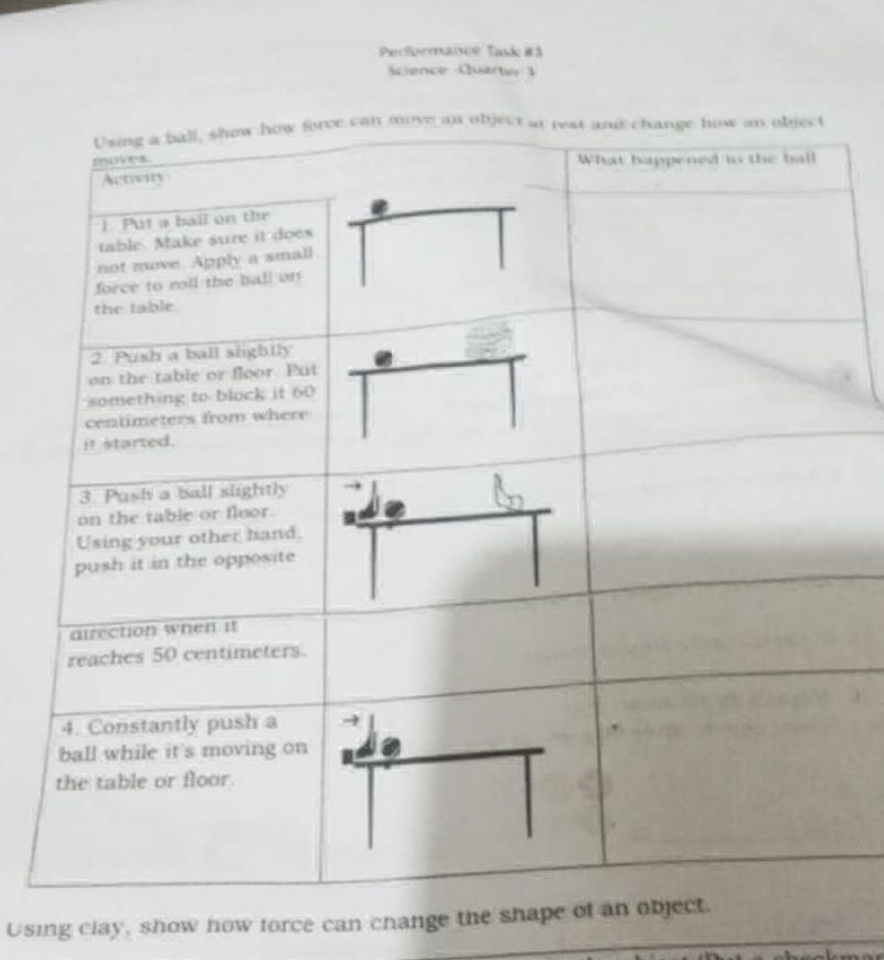 Performance Task 1 Science Quarter 1 Using a | StudyX