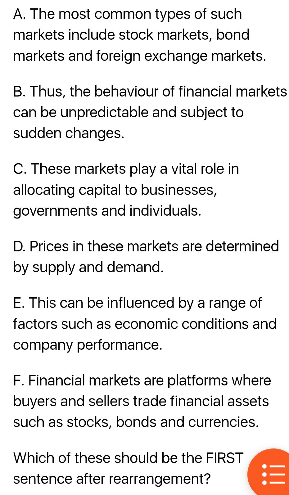 A The most common types of such markets | StudyX