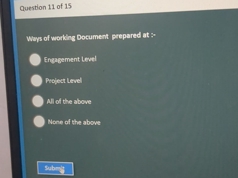 Question 11 of 15 Ways of working Document | StudyX