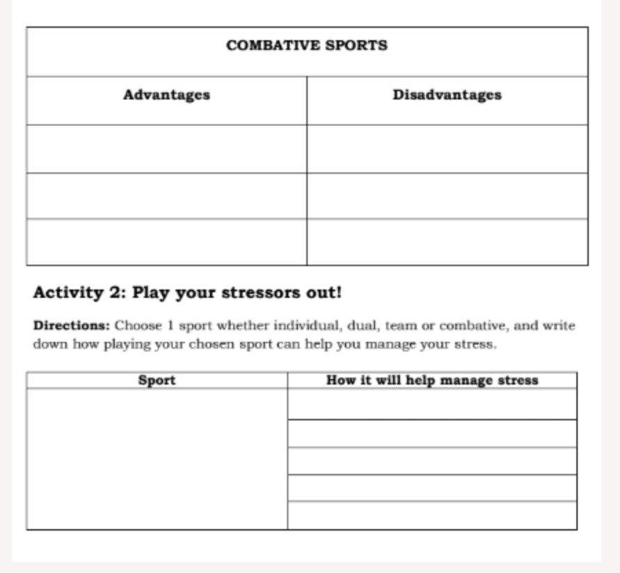 Advantages COMBATIVE SPORTS Disadvantages | StudyX