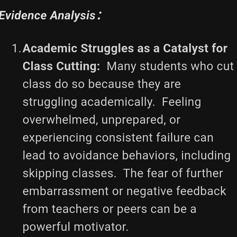 Evidence Analysis 1 Academic Struggles as a | StudyX