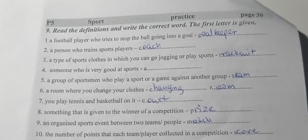 9 Read the definitions and write the correct | StudyX