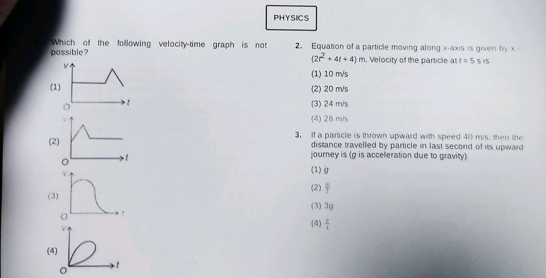 Which of the following velocity-time graph | StudyX
