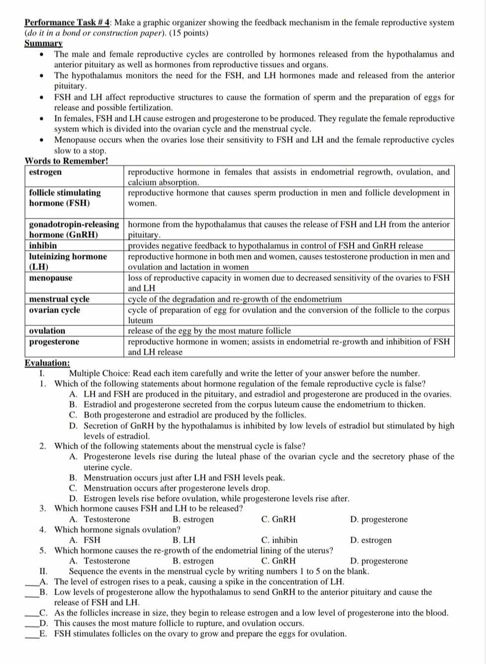 Performance Task 4 Make a graphic organizer | StudyX