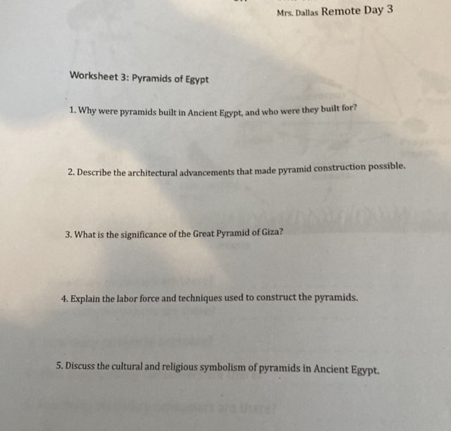 Worksheet 3 Pyramids of Egypt 1 Why were | StudyX