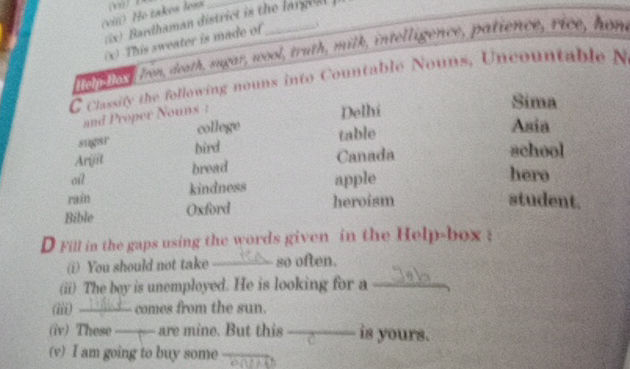 C Classify the following nouns into | StudyX