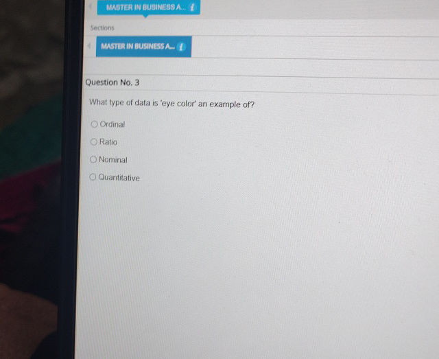 Question No 3 What type of data is eye color | StudyX