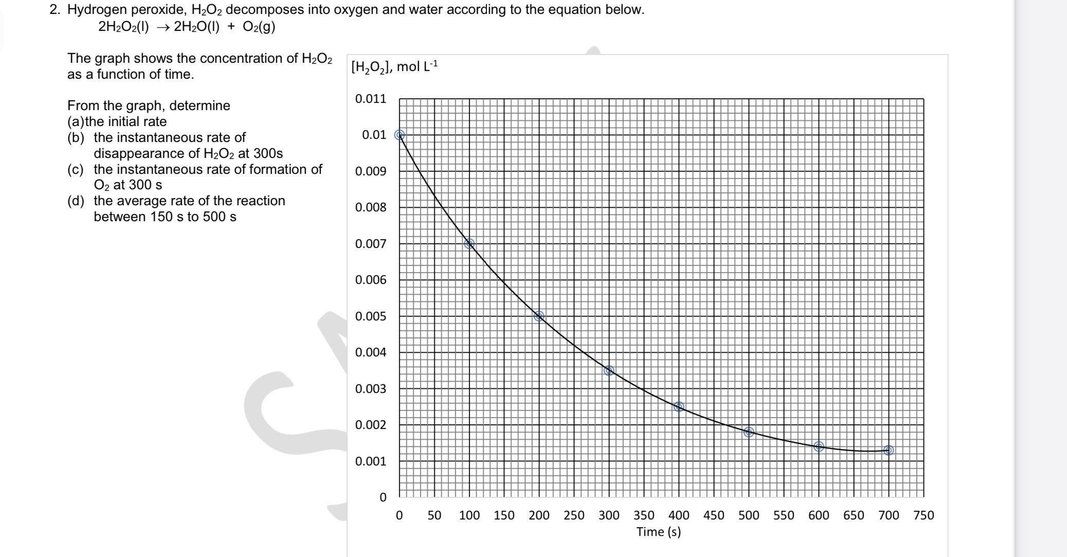 2 Hydrogen peroxide H2O2 decomposes into | StudyX