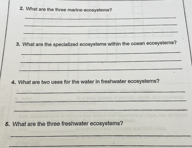 2 What are the three marine ecosystems 3 | StudyX