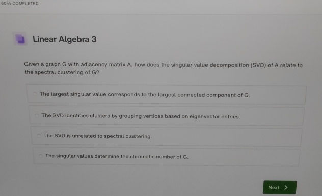 Linear Algebra 3 Given a graph G with | StudyX