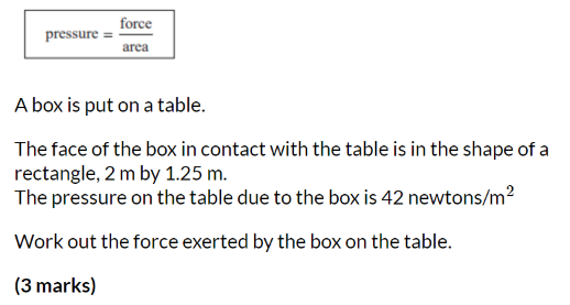 force pressure = area A box is put on a | StudyX