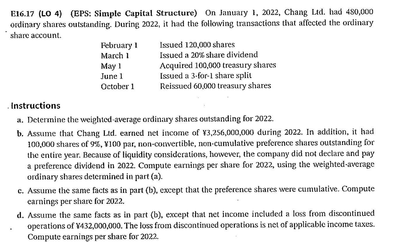 E1617 (LO 4) (EPS Simple Capital Structure) | StudyX