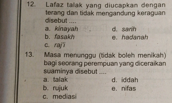 12 Lafaz talak yang diucapkan dengan terang | StudyX