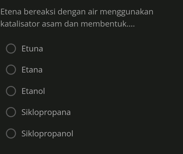 Etena bereaksi dengan air menggunakan | StudyX
