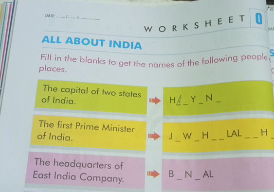 ALL ABOUT INDIA Fill in the blanks to get | StudyX