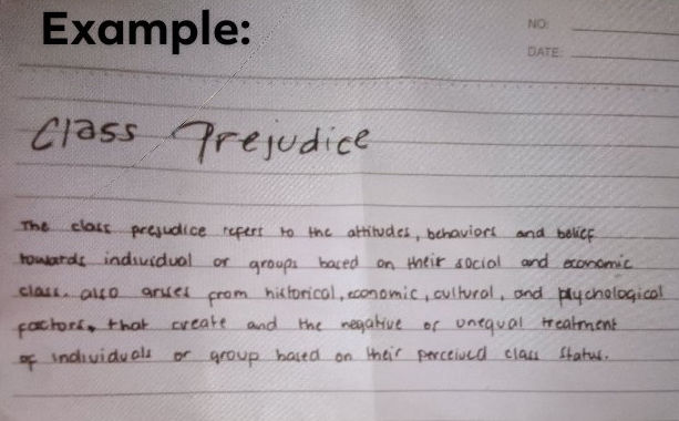 Example Class Prejudice The class prejudice | StudyX