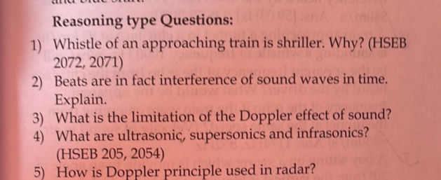 Reasoning type Questions 1) Whistle of an | StudyX