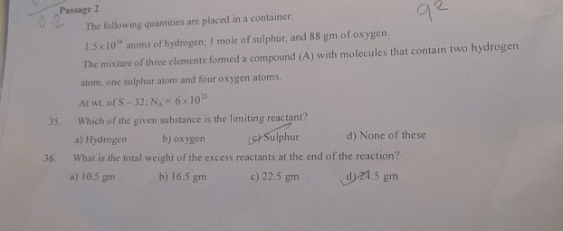 Passage 2 The following quantities are | StudyX