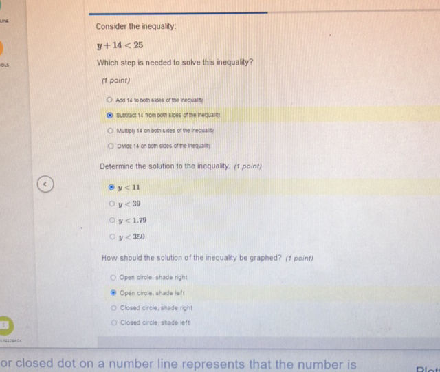 Consider the inequality y + 14 25 Which | StudyX