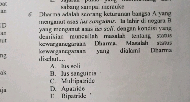 6 Dharma adalah seorang keturunan bangsa A | StudyX