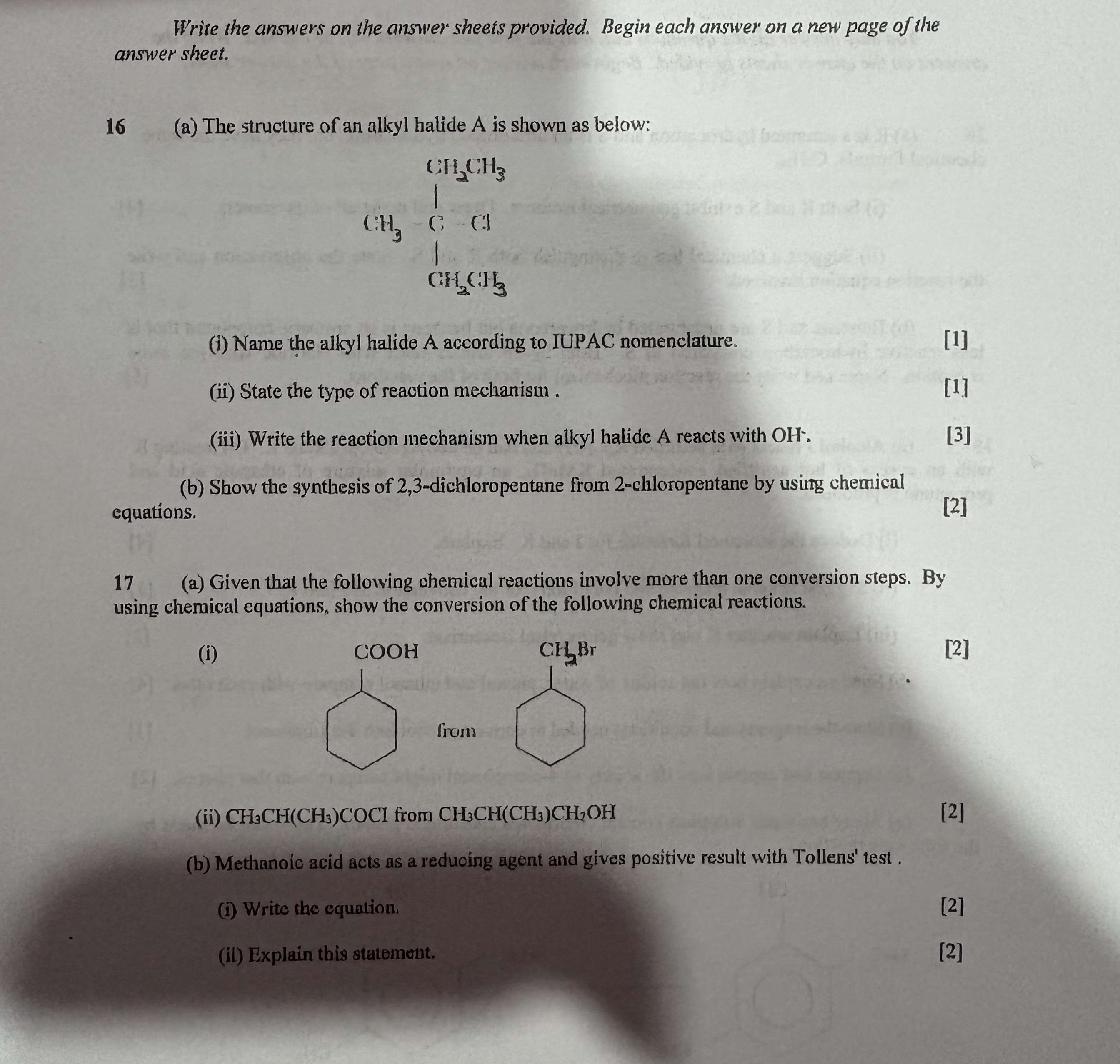 16 (a) The structure of an alkyl halide A is | StudyX