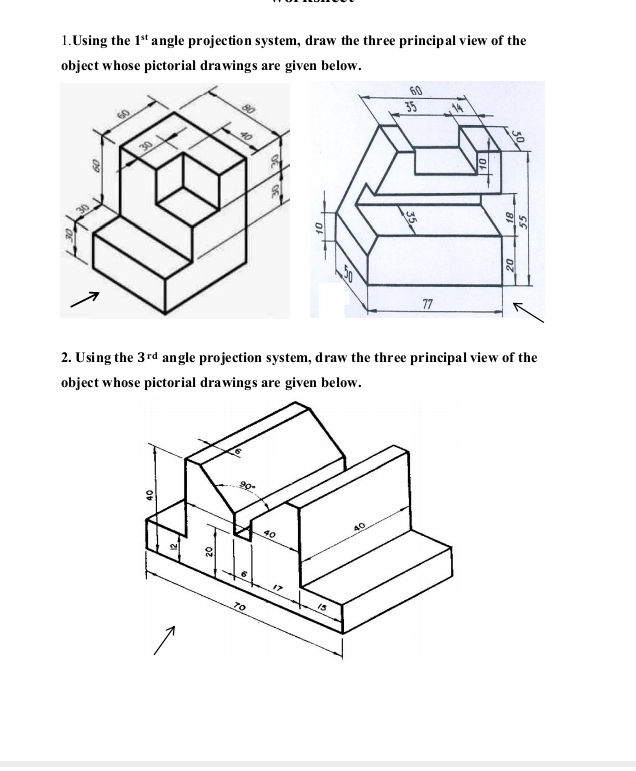 1 Using the 1st angle projection system draw | StudyX