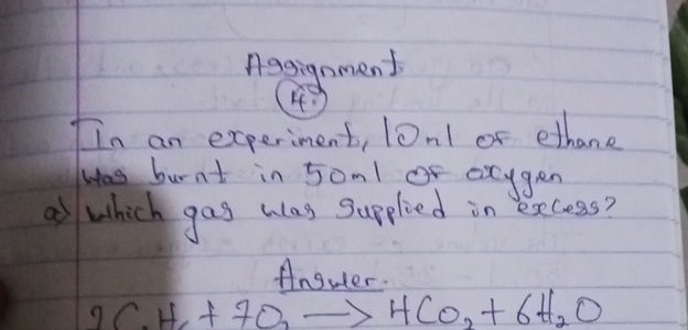 Assignment 4 In an experiment 10ml of ethane | StudyX