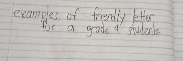 examples of friendly letter for a grade 4
