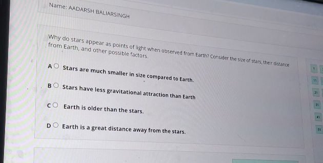 Why do stars appear as points of light when | StudyX
