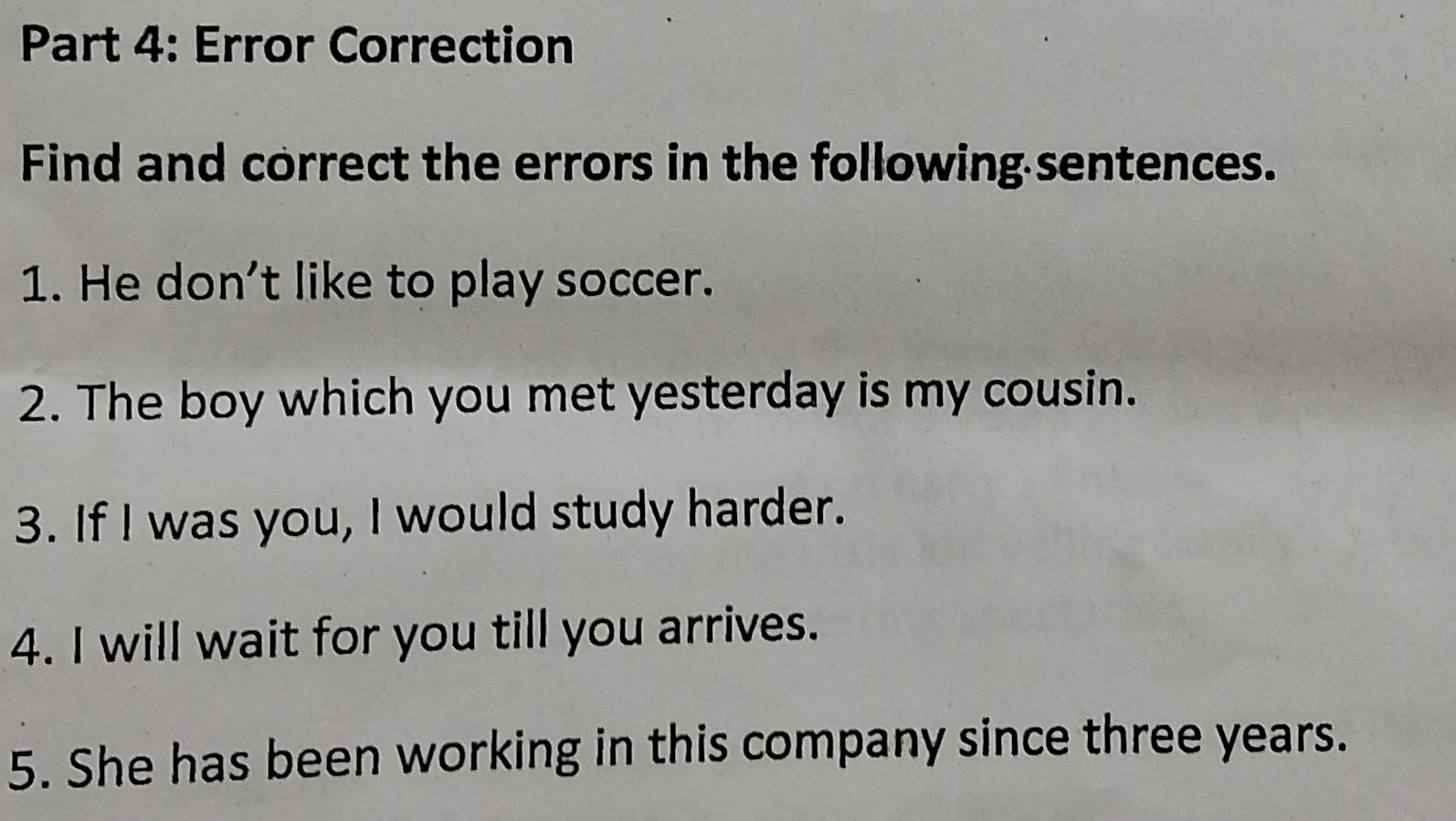 Part 4 Error Correction Find and correct the | StudyX