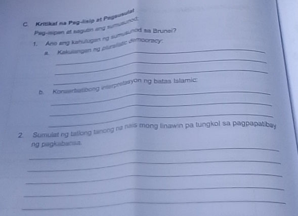 C Kritikal na Pag-iisip at Pagsusulat | StudyX