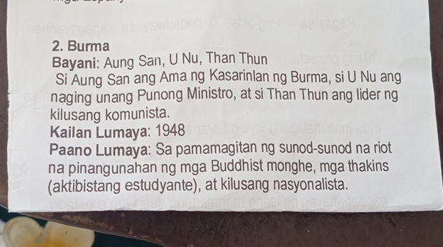2 Burma Bayani Aung San U Nu Than Thun Si | StudyX