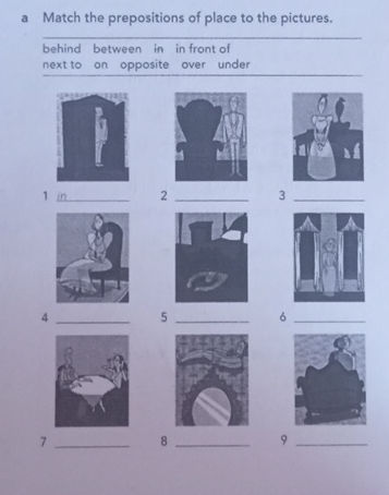 a Match the prepositions of place to the | StudyX
