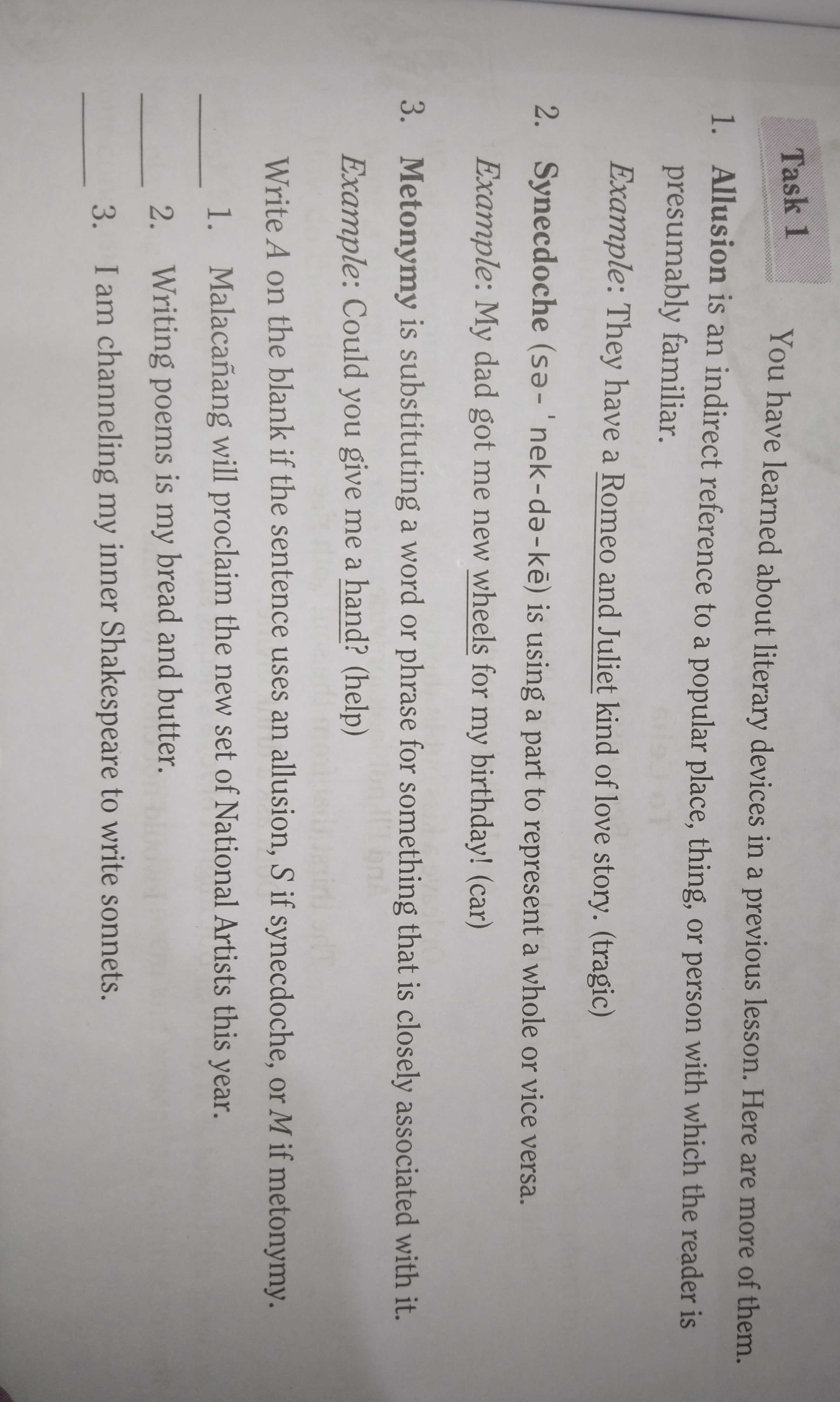 Task 1 You have learned about literary | StudyX