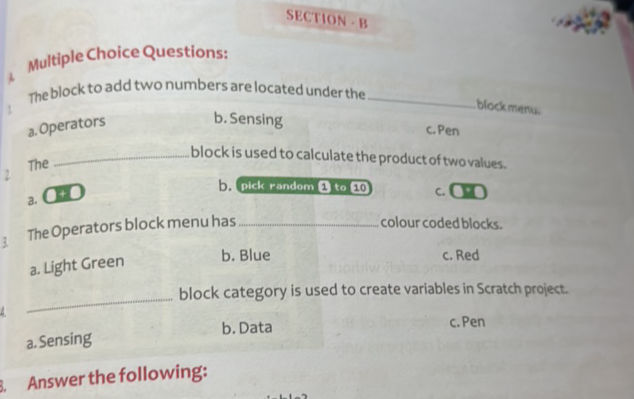 Multiple Choice Questions 1 The block to add | StudyX