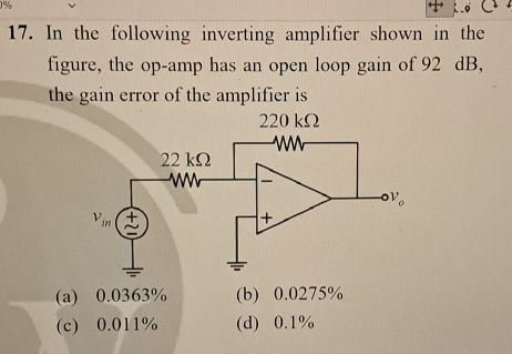 17 In the following inverting amplifier | StudyX