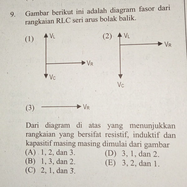9 Gambar berikut ini adalah diagram fasor | StudyX