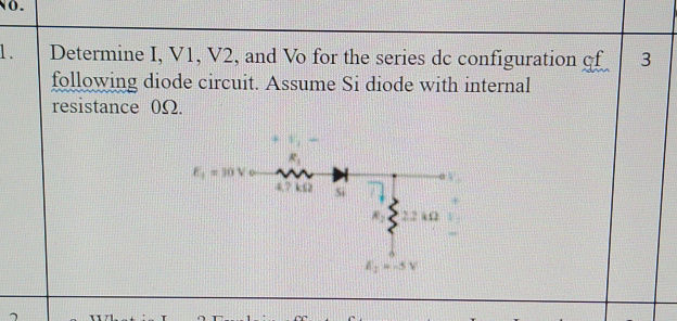 Determine I V1 V2 and Vo for the series dc | StudyX