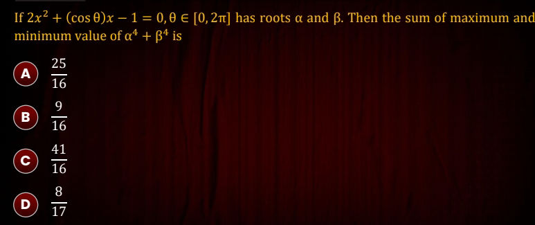 If 2x2 + (cos )x - 1 = 0 0 2 has roots | StudyX