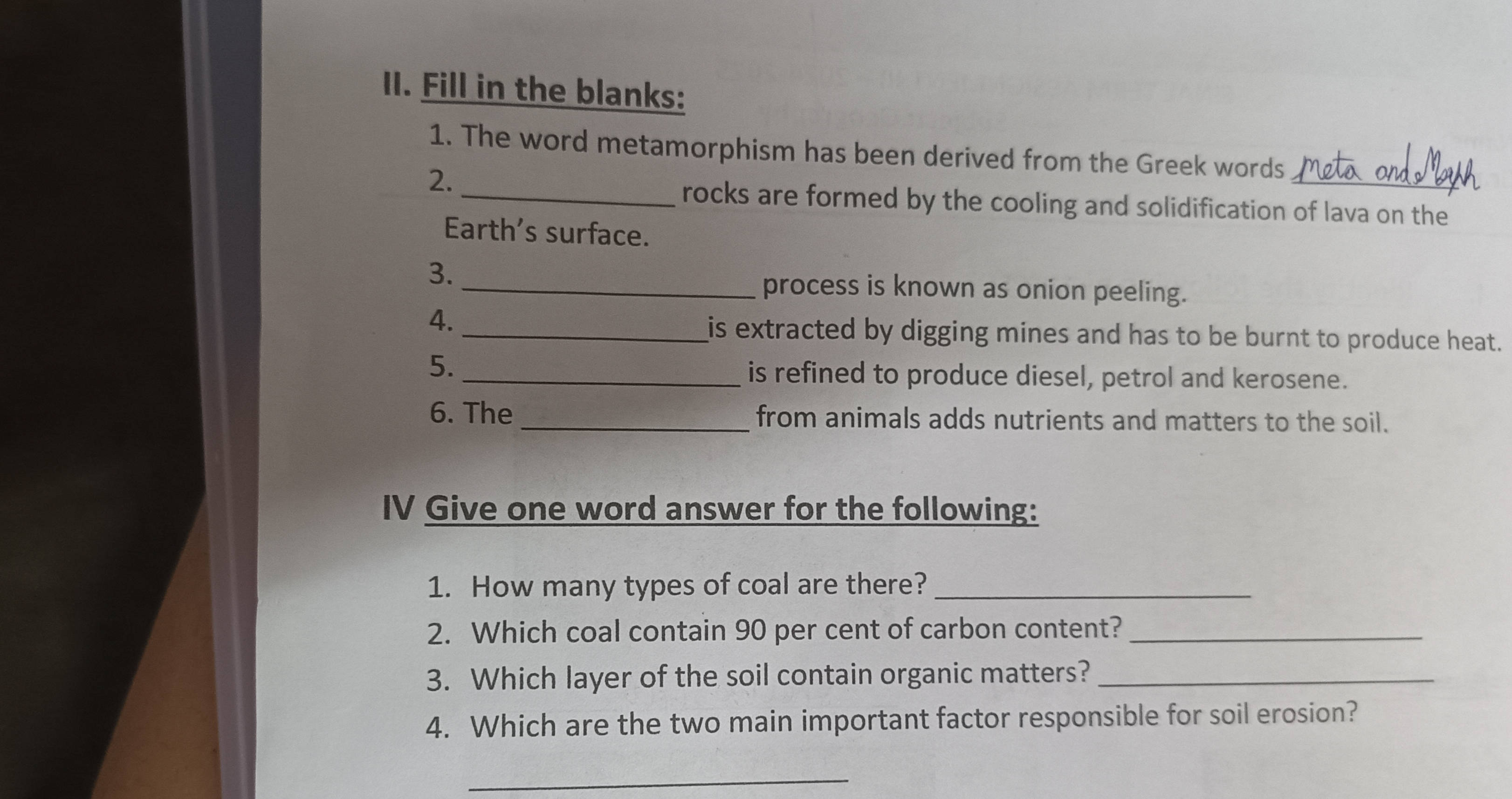 II Fill in the blanks 1 The word | StudyX