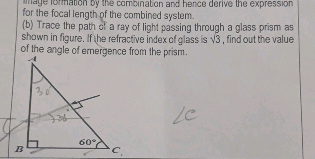 (b) Trace the path of a ray of light passing | StudyX