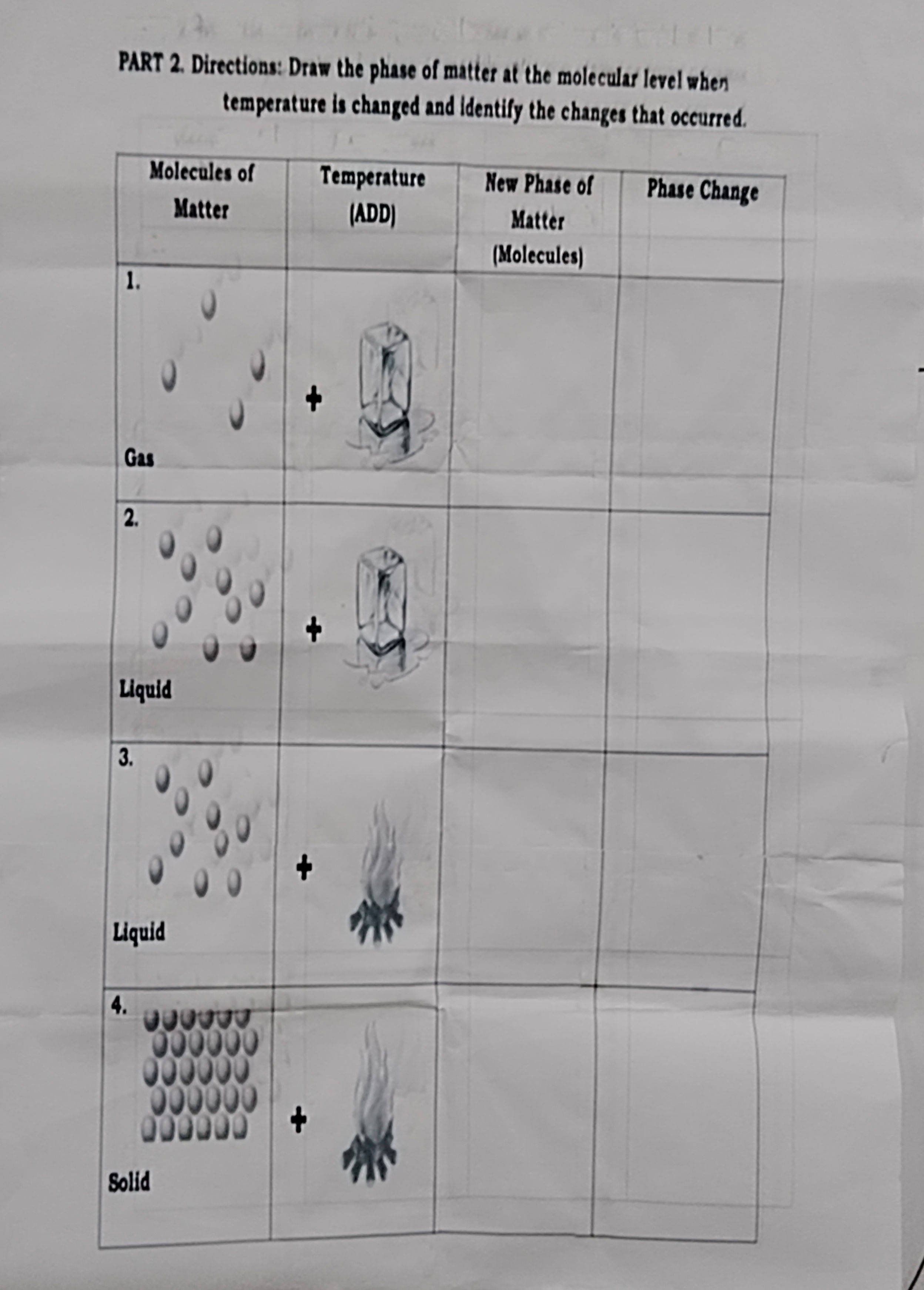 PART 2 Directions Draw the phase of matter | StudyX