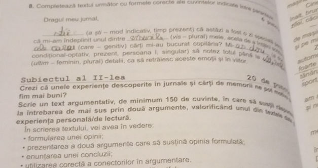 8 Completeaz textul urmtor cu formele | StudyX