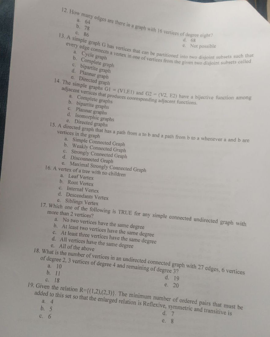 12 How many edges are there in a graph with | StudyX