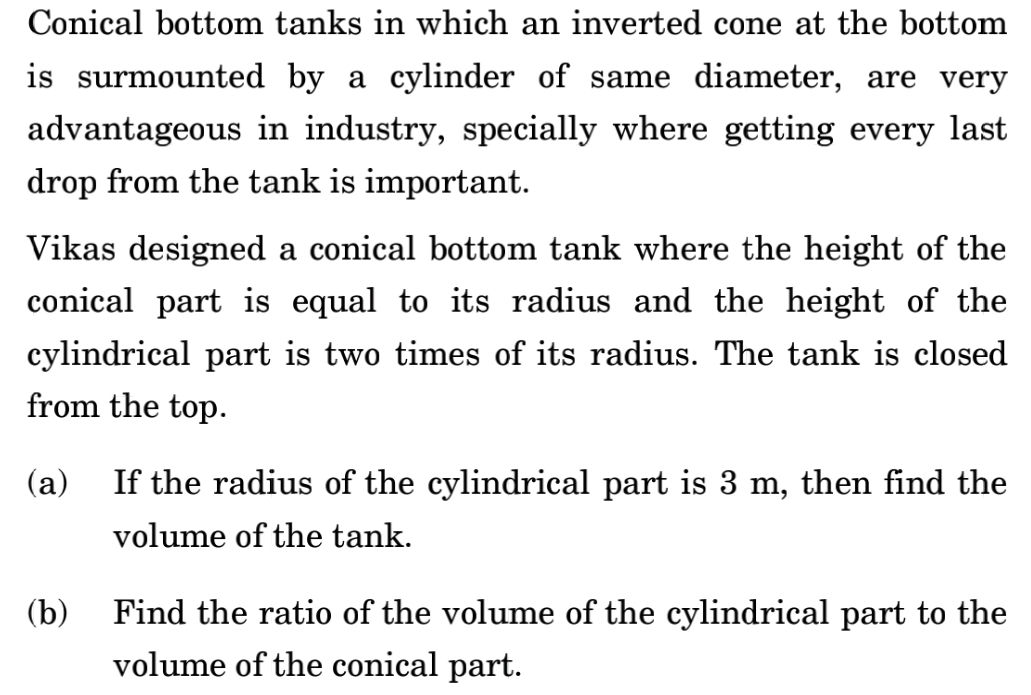 Conical bottom tanks in which an inverted | StudyX